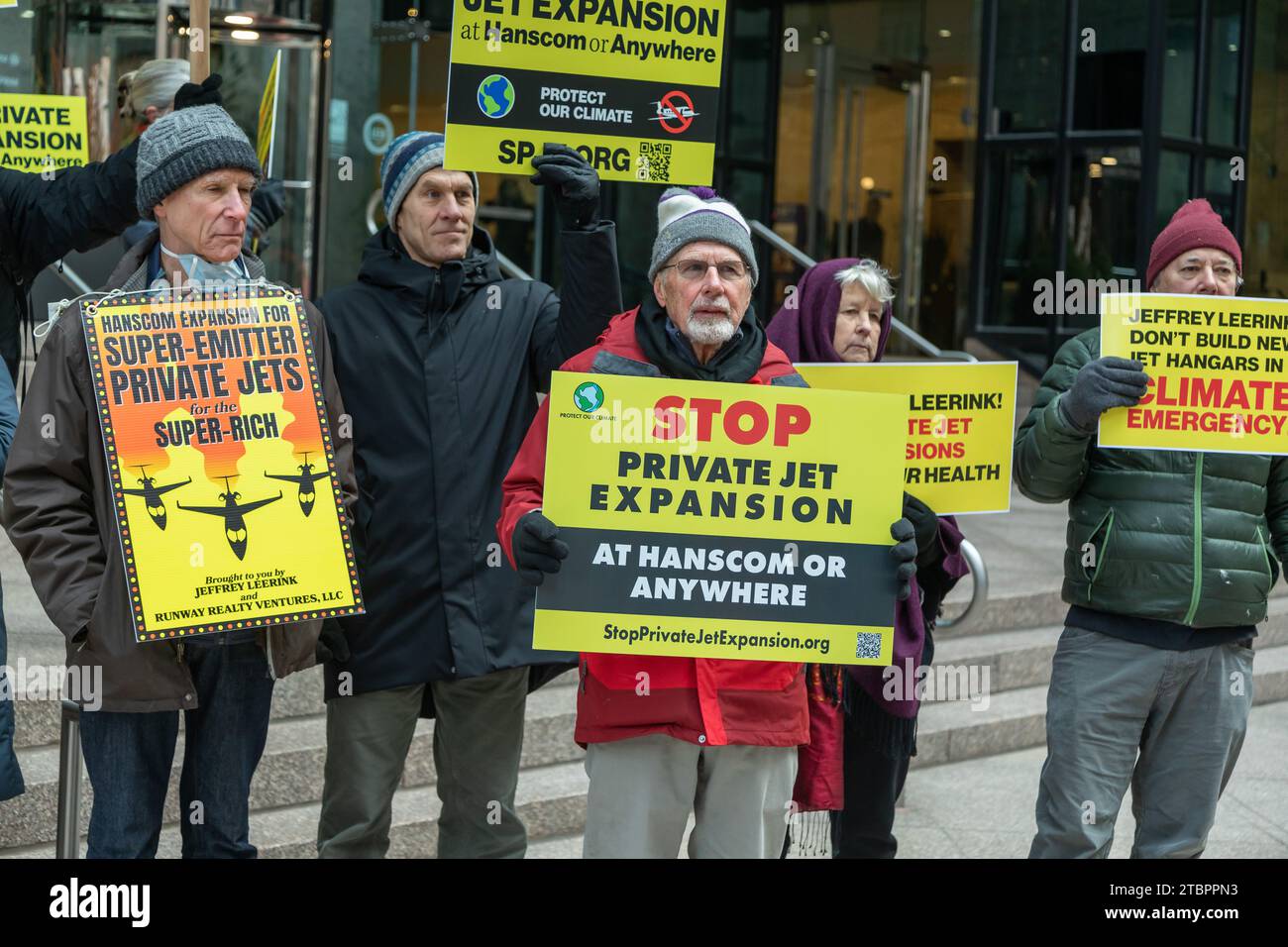 Dec. 7, 2023. Boston, MA. Protestors gather at 53 State Street offices ...