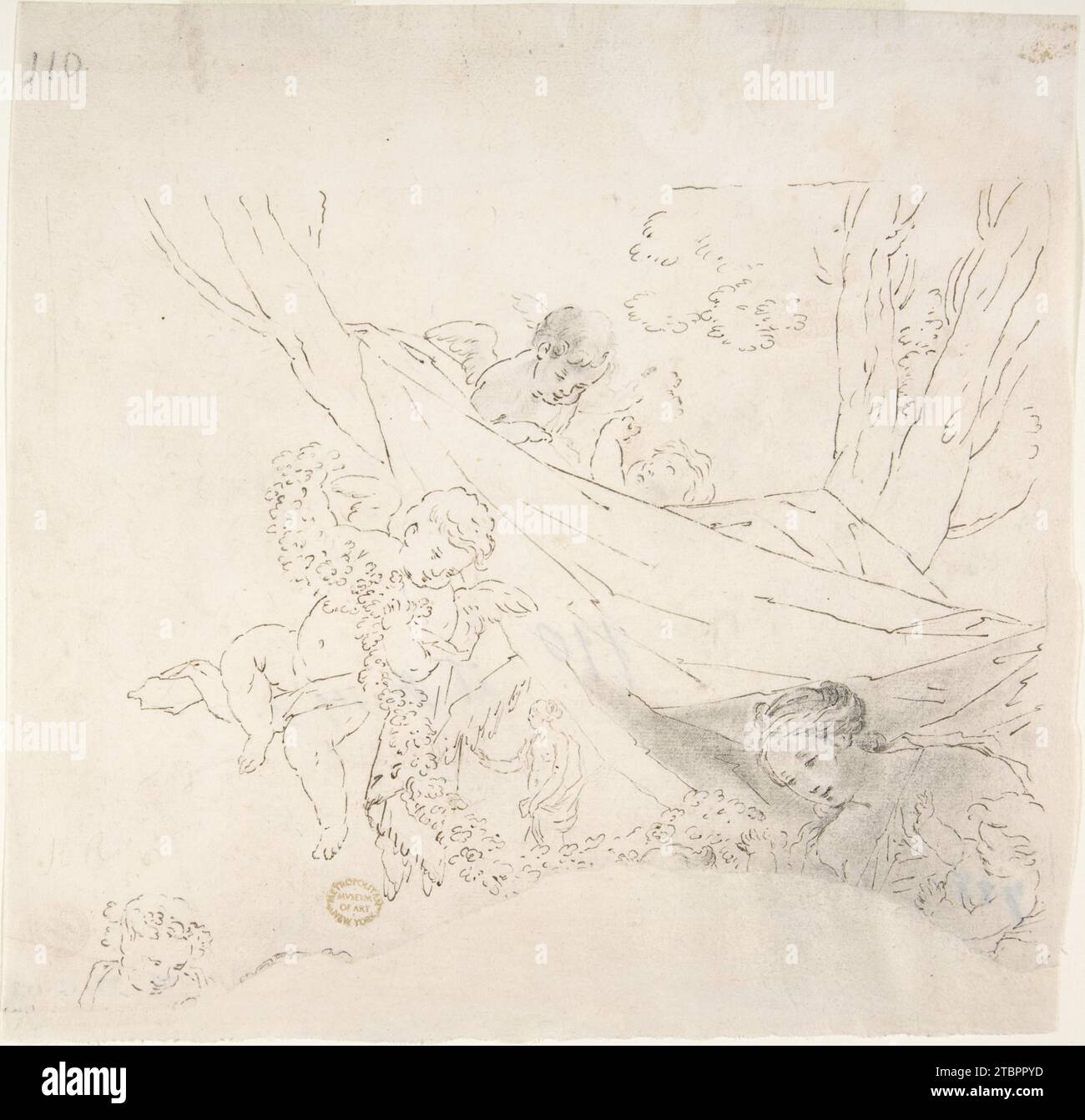Female Figure with Cherubs 1887 by Anonymous, Italian, Bolognese 18th ...