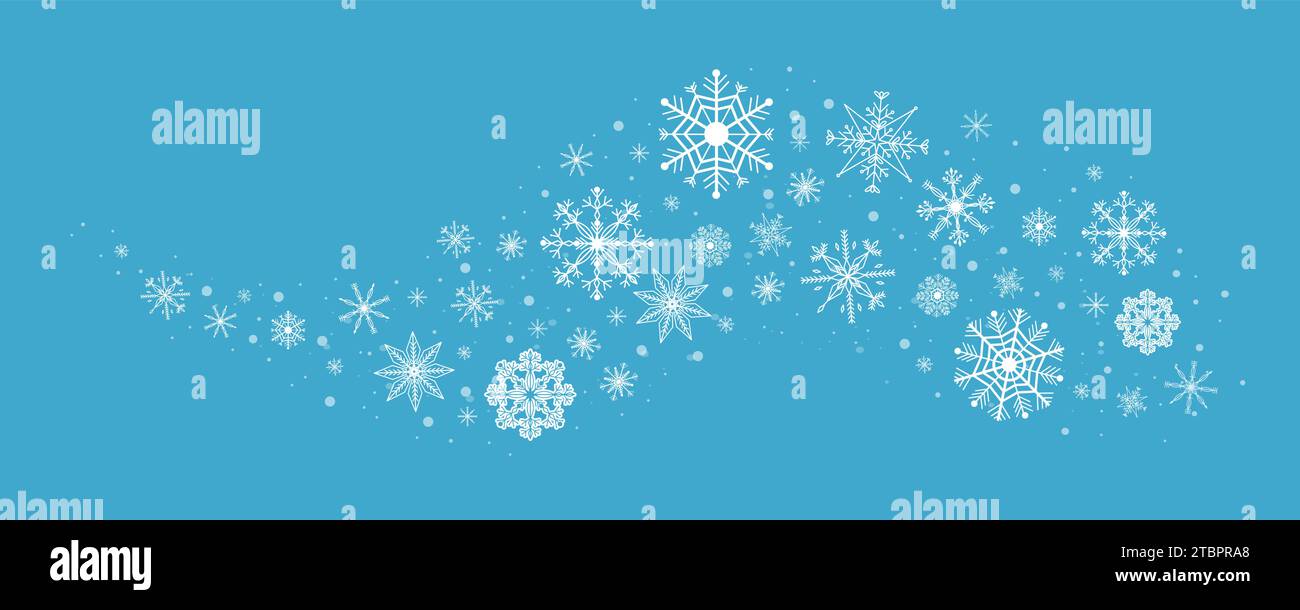 Wave snowflake swirl winter snow border ice decoration isolated ...