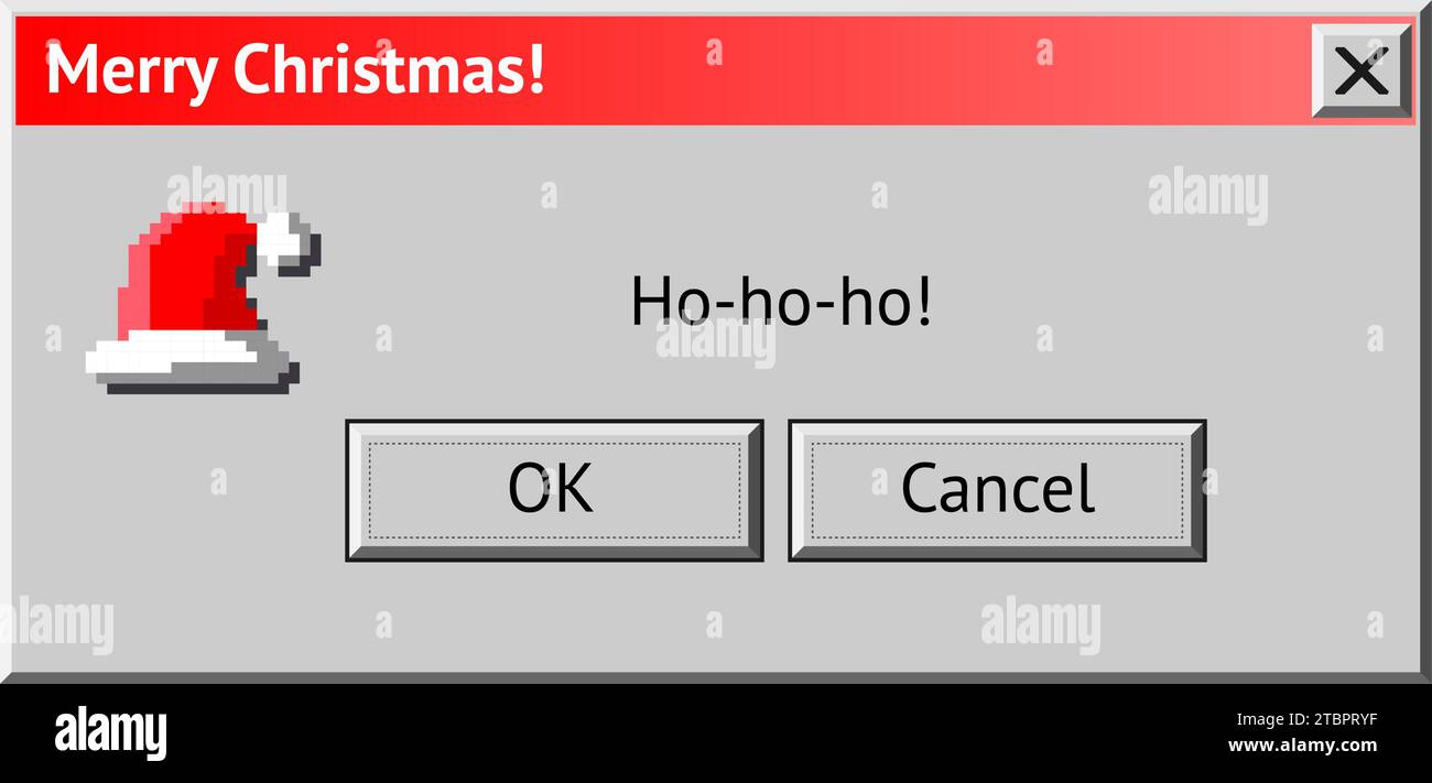 Merry Christmas themed dialogue box with Santa red hat. Abstract vaporwave, y2k aesthetics ...