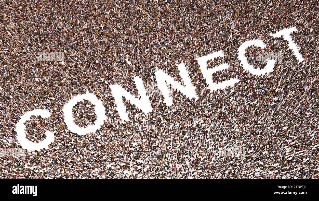 Concept conceptual large community of people forming the word CONNECT ...