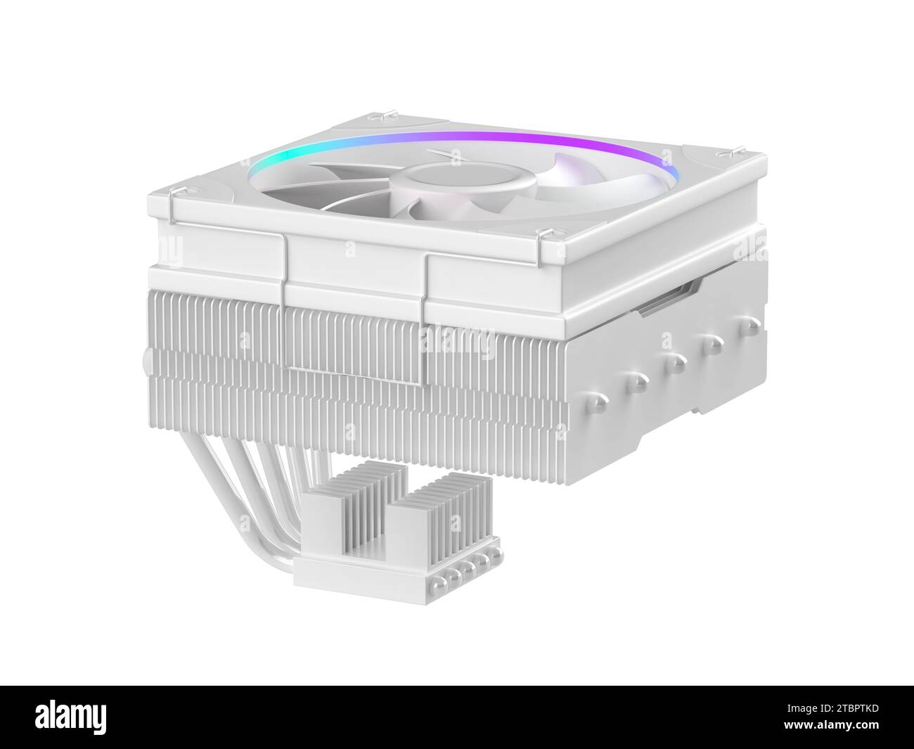 White low profile computer processor cooler on white background Stock ...