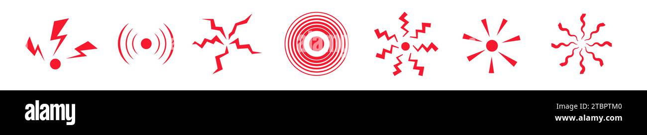 Inflammation point vector icon. Pain joint red circle symbol Stock ...
