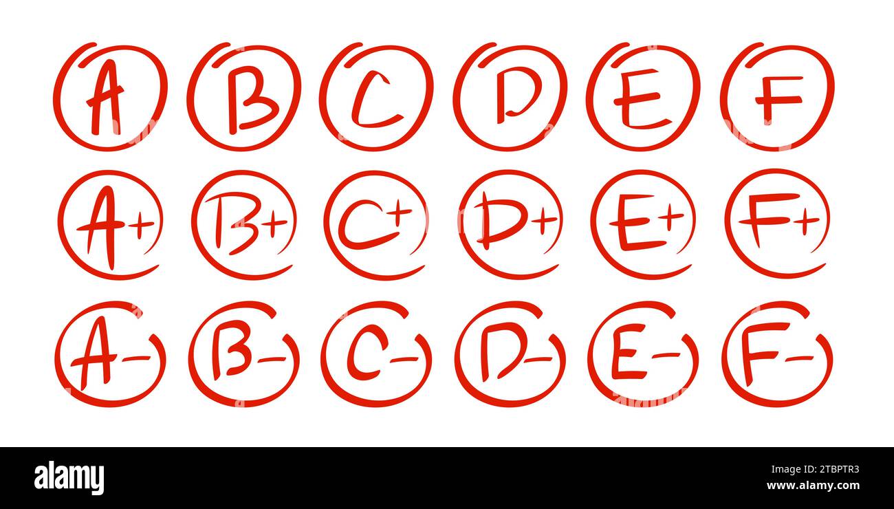 School exam doodle marks. Hand drawn test grade Stock Vector Image ...