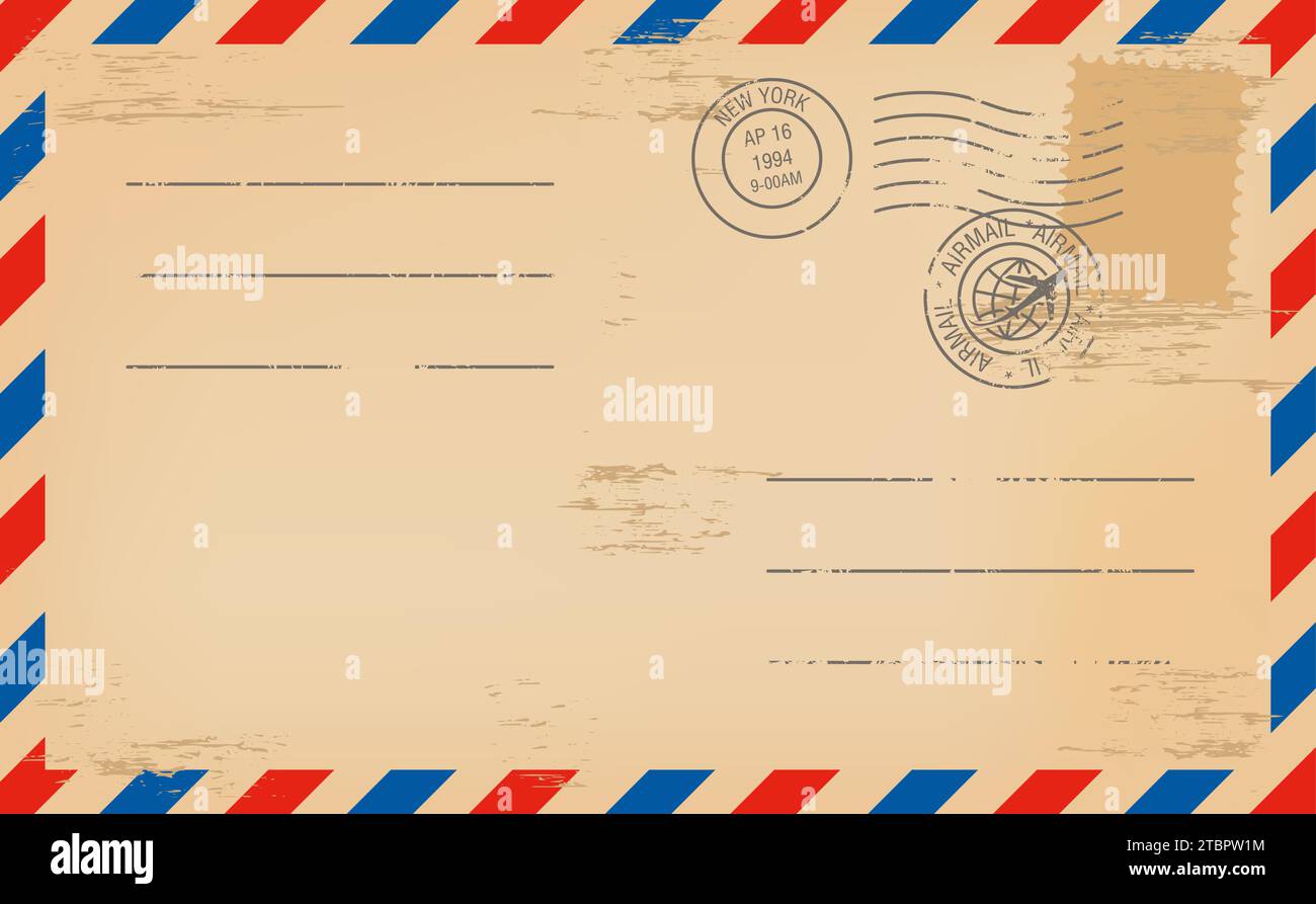Worn postal envelope with seals and stamp template Stock Vector Image ...