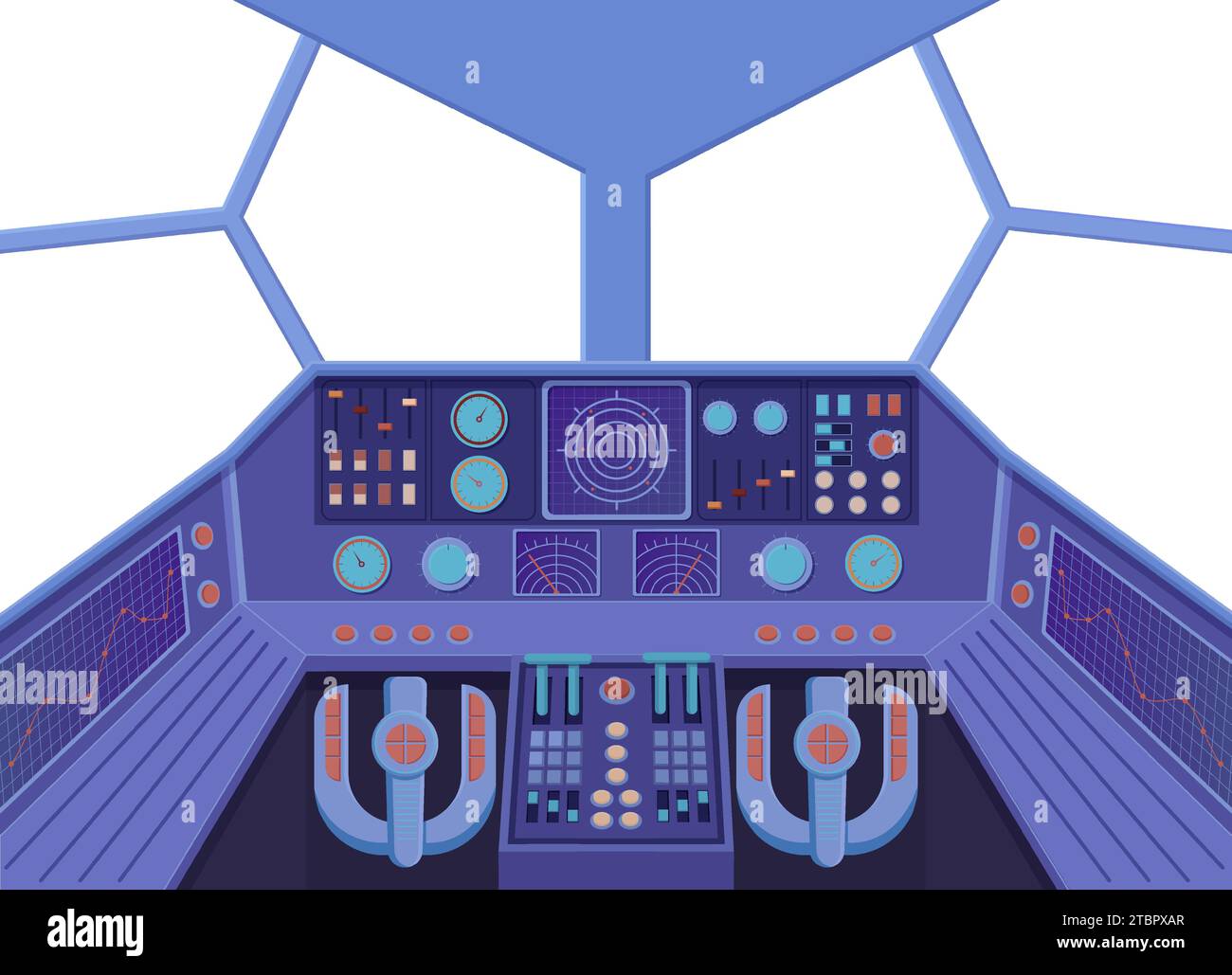 Spaceship cabin. Futuristic interior of control room Stock Vector Image ...