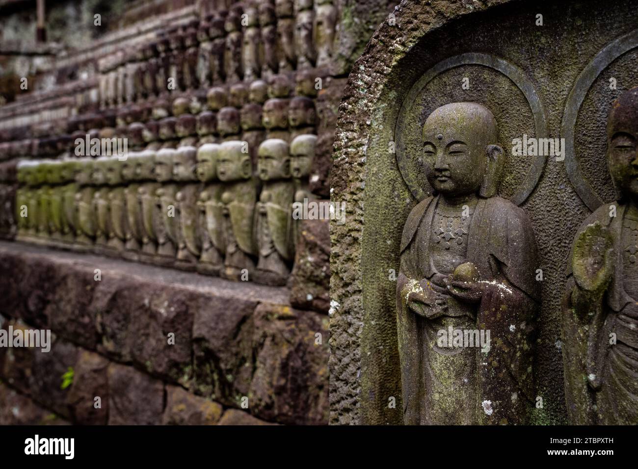 The Jizo Shinto Buddhist statues of Hasadera Temple in Kamakura, Japan ...