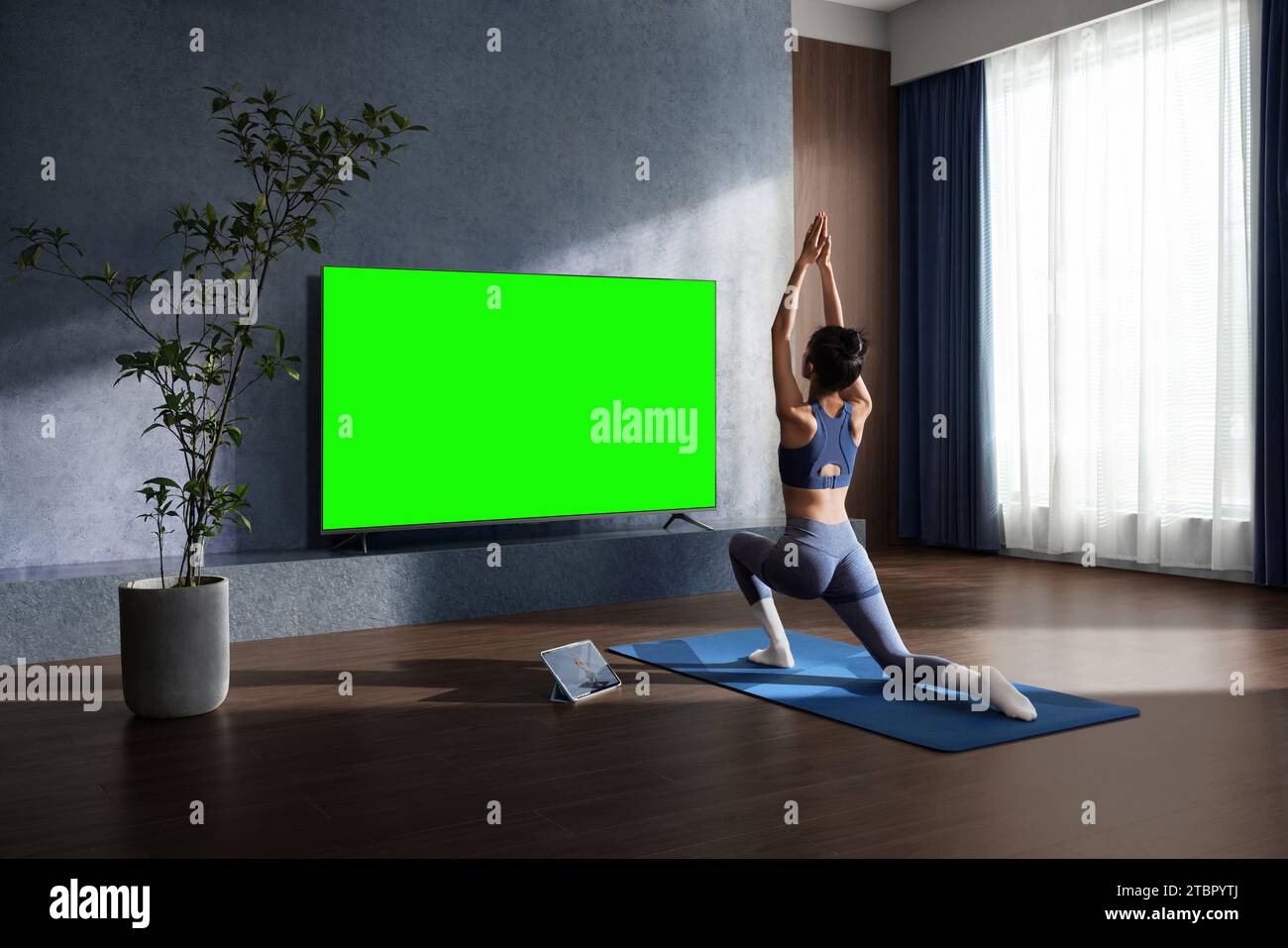 People are watching and enjoying next to the TV, monitor with green ...