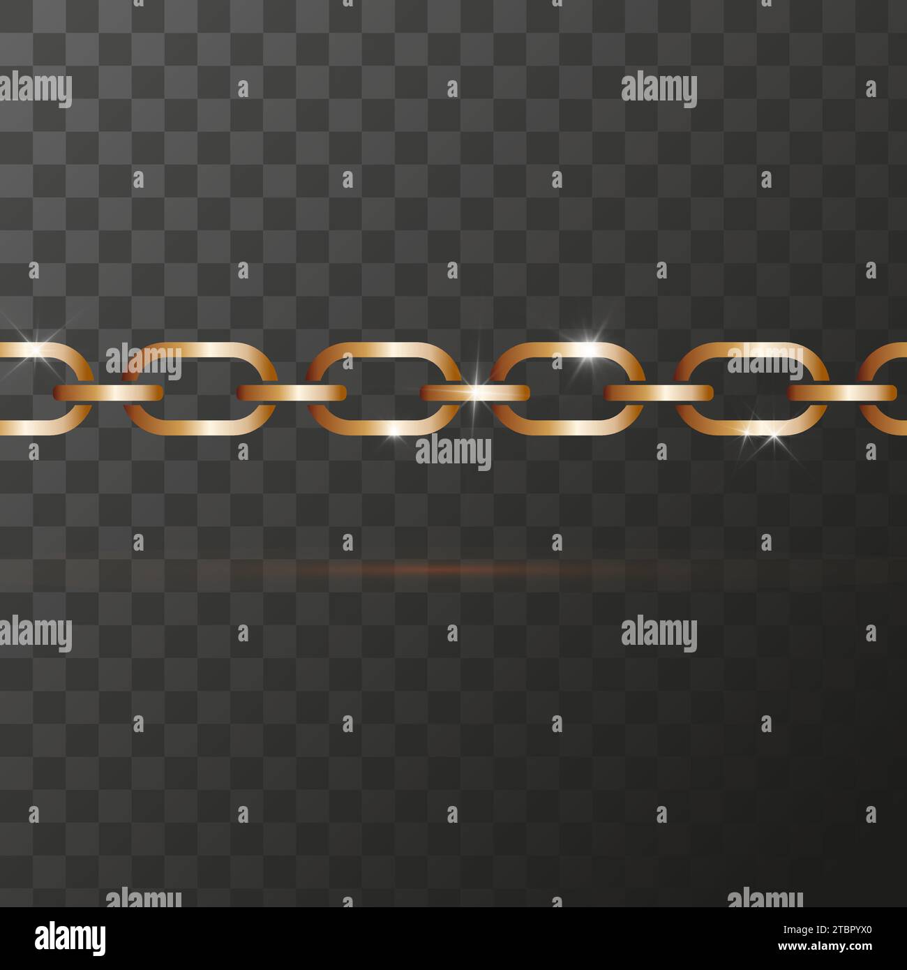 Gold chain on a transparent background, Metal links repeat endlessly ...