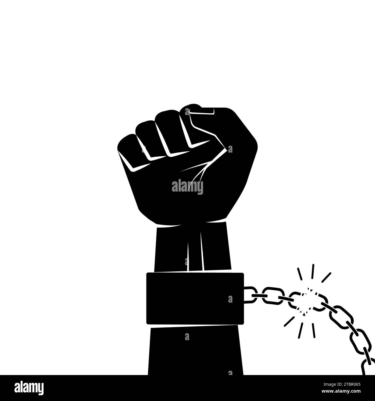 Hand in shackles broken chain. The concept of freedom and human rights ...