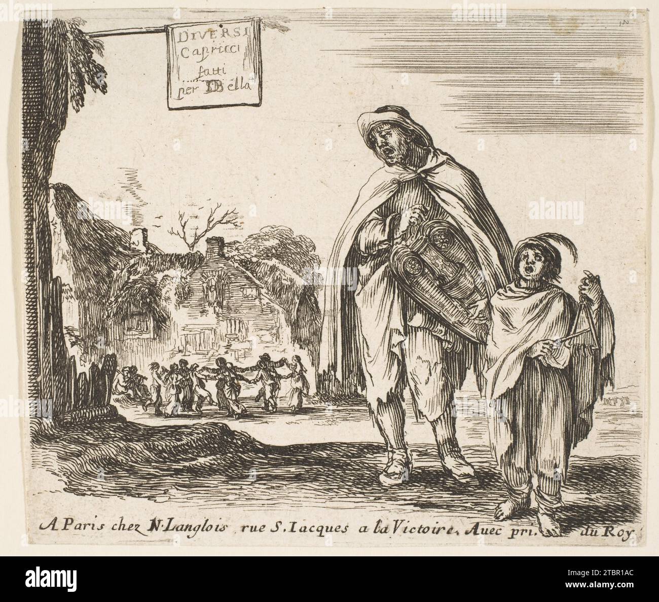 A man sings and plays the hurdy gurdy, accompanied by a boy playing the ...