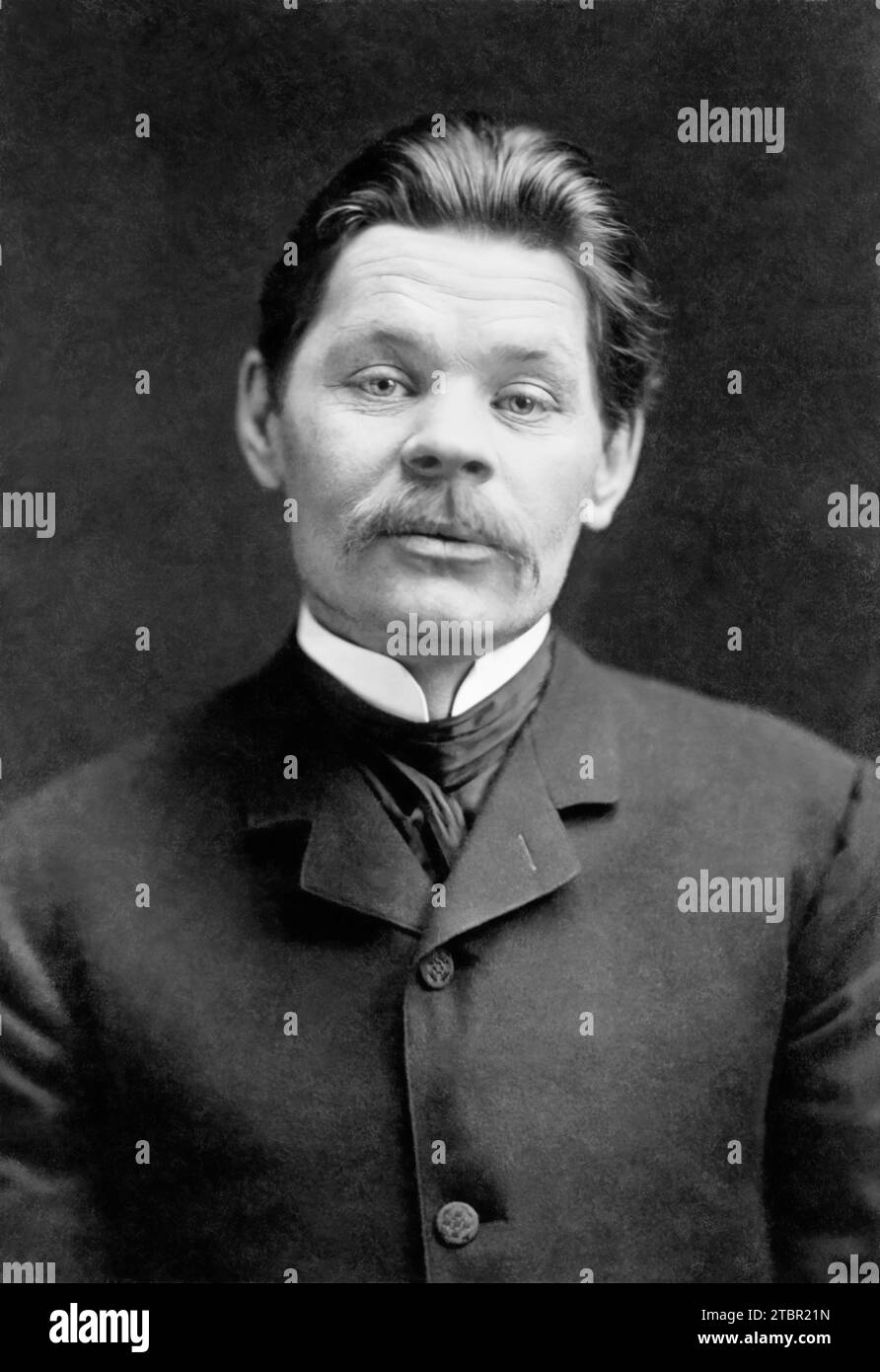 Maxim Gorky, half-length portrait, facing front. Circa 1906. The image ...