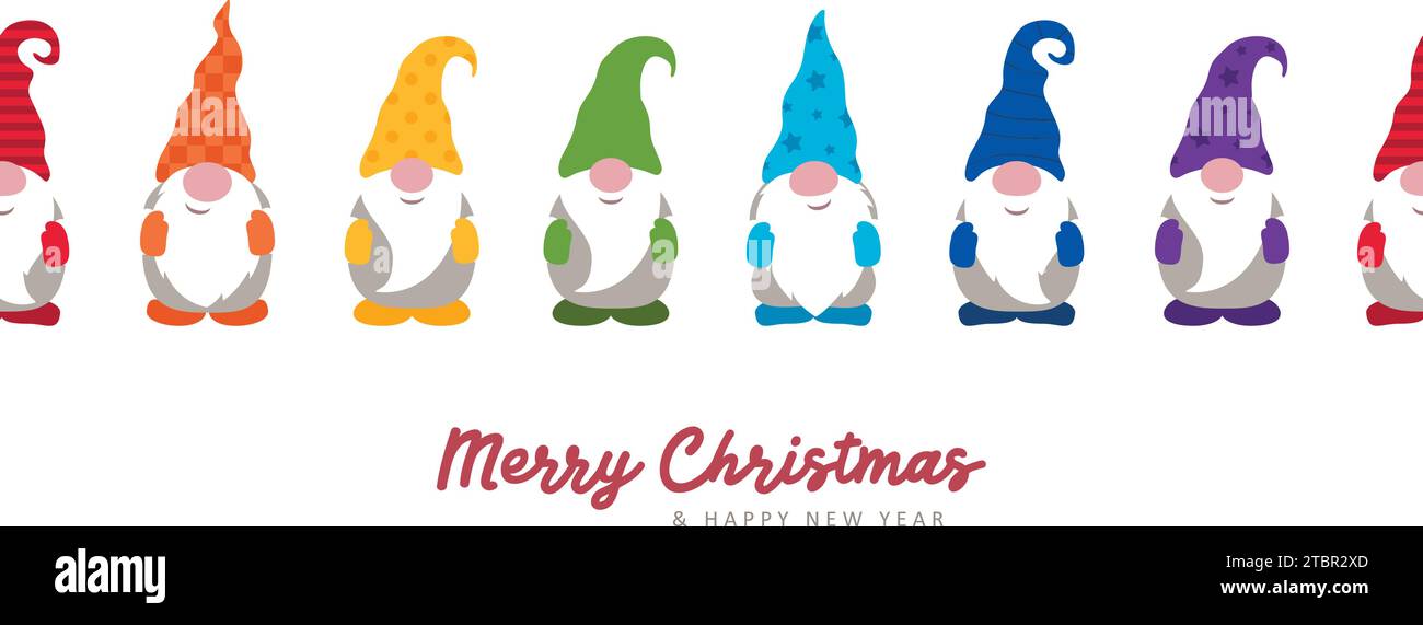 cute colorful christmas dwarf seamless pattern vector illustration ...