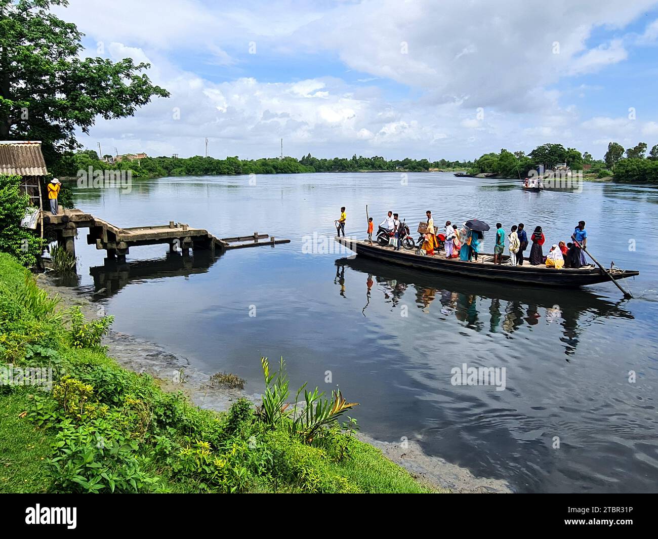 The rural village people of India are travelling to another place with ...