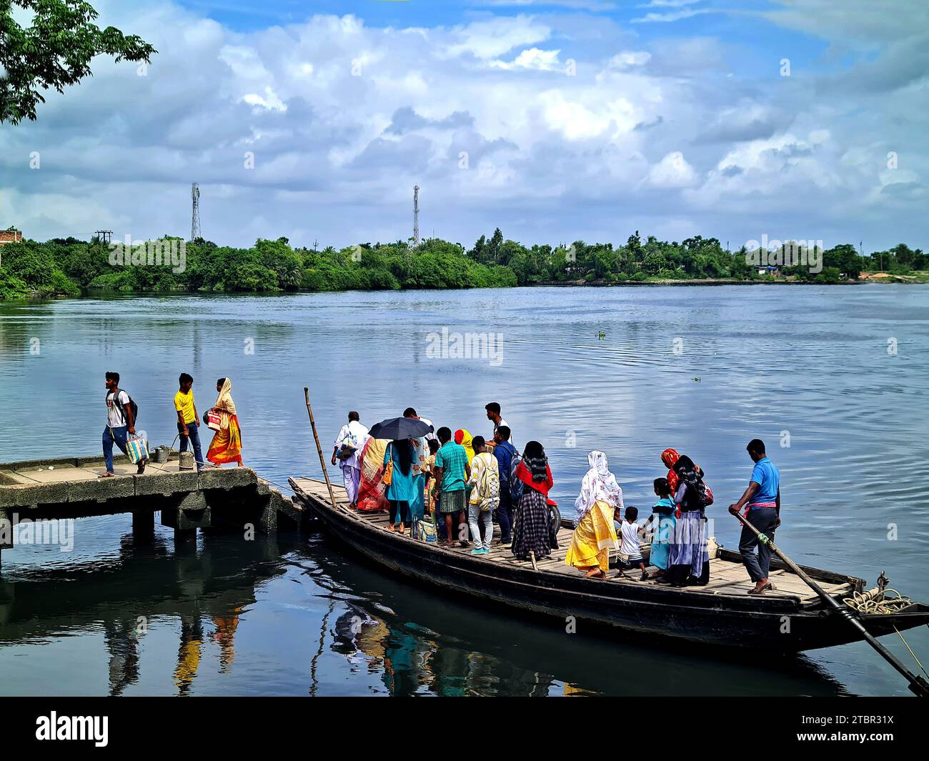 The rural village people of India are travelling to another place with ...
