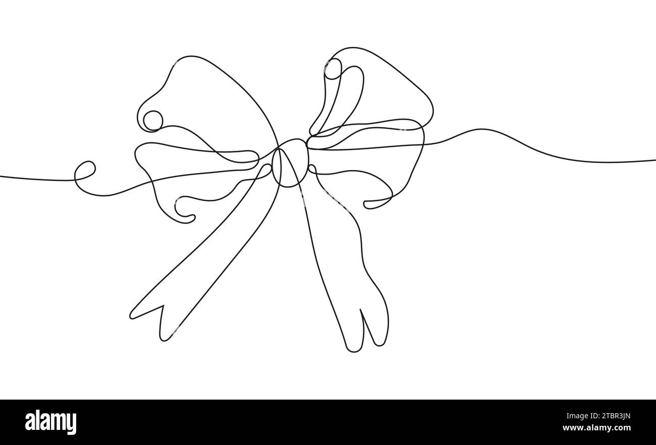 Tie bow vector illustration in continuous line style. Vintage neck bow ...