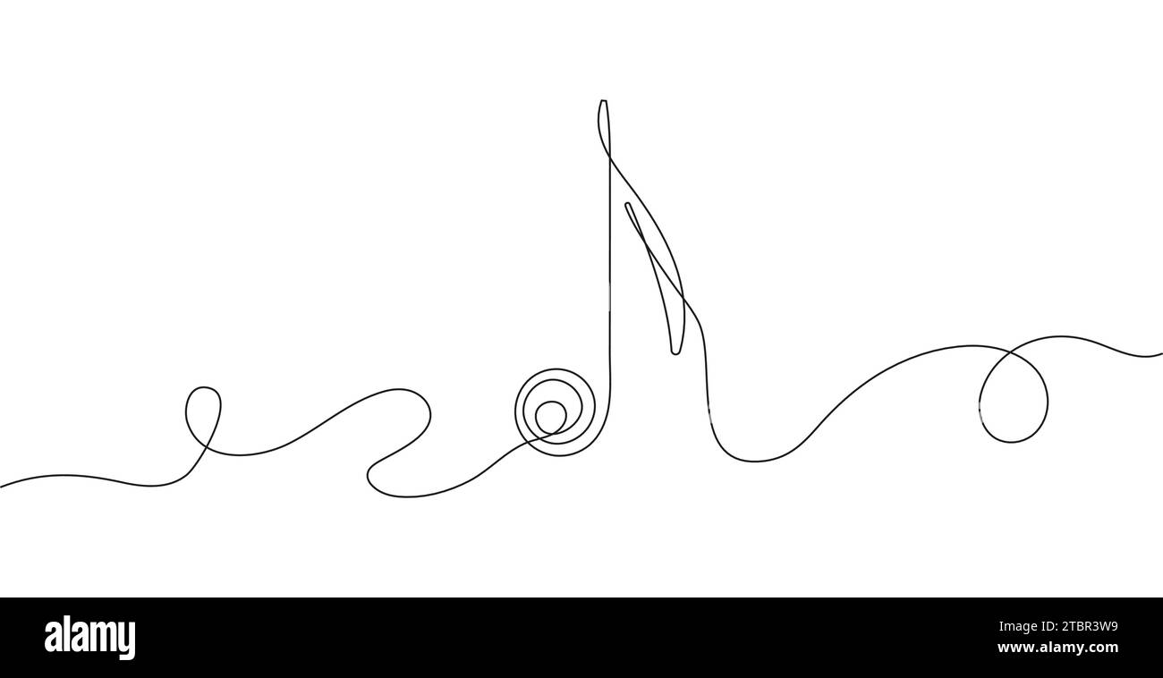 Musical note in continuous line style. Audio message. Classic music ...