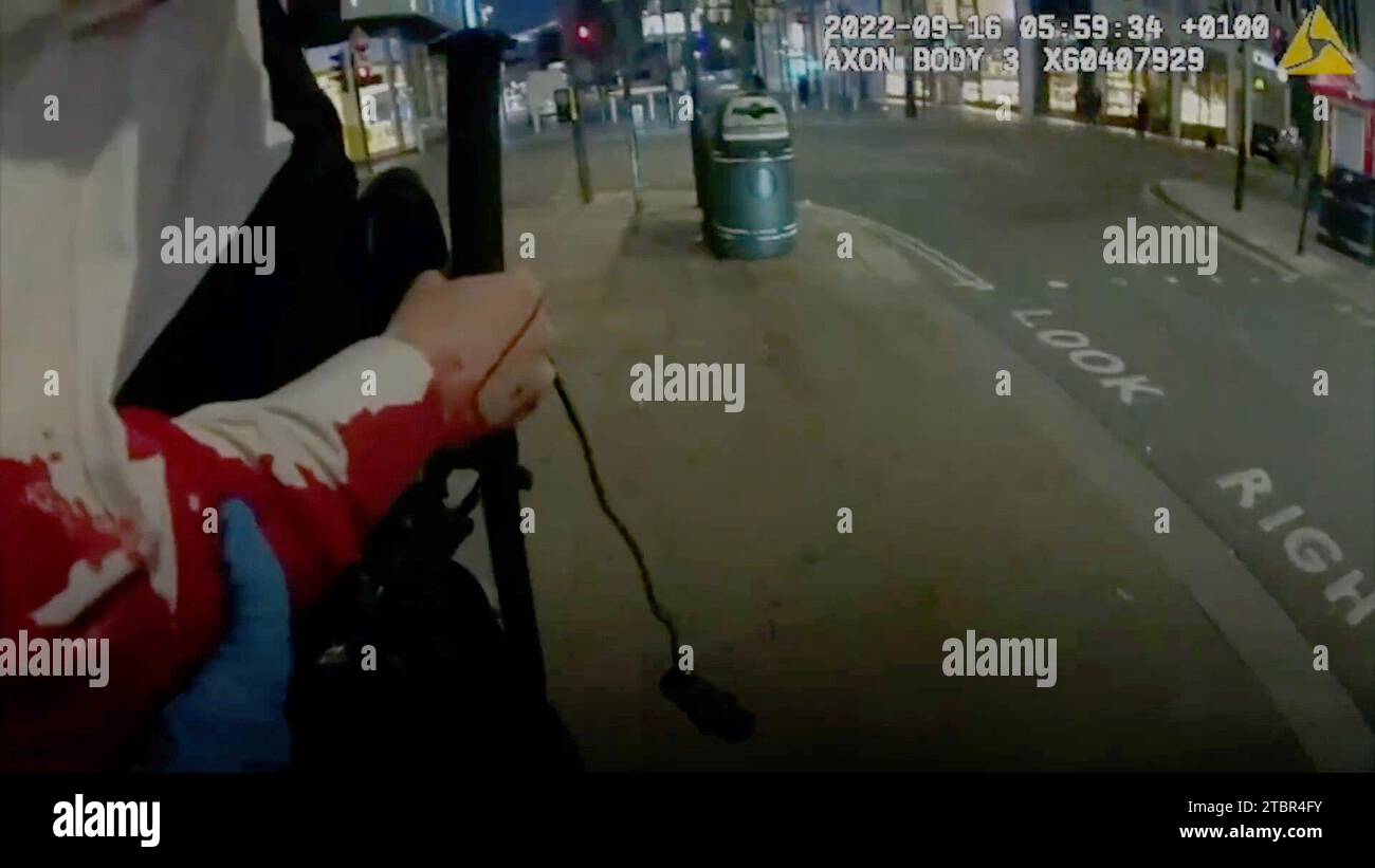 Handout screengrab dated 16/9/2022 from bodycam footage issued by ...