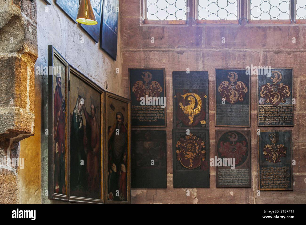 Nuremberg, Bavaria, Germany - April 30, 2023: Religious paintings ... Nuremberg, Bavaria, Germany - April 30, 2023: Religious paintings ...