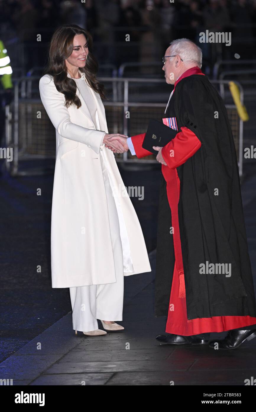 The Princess of Wales is greeted by The Dean of Westminster, David ...