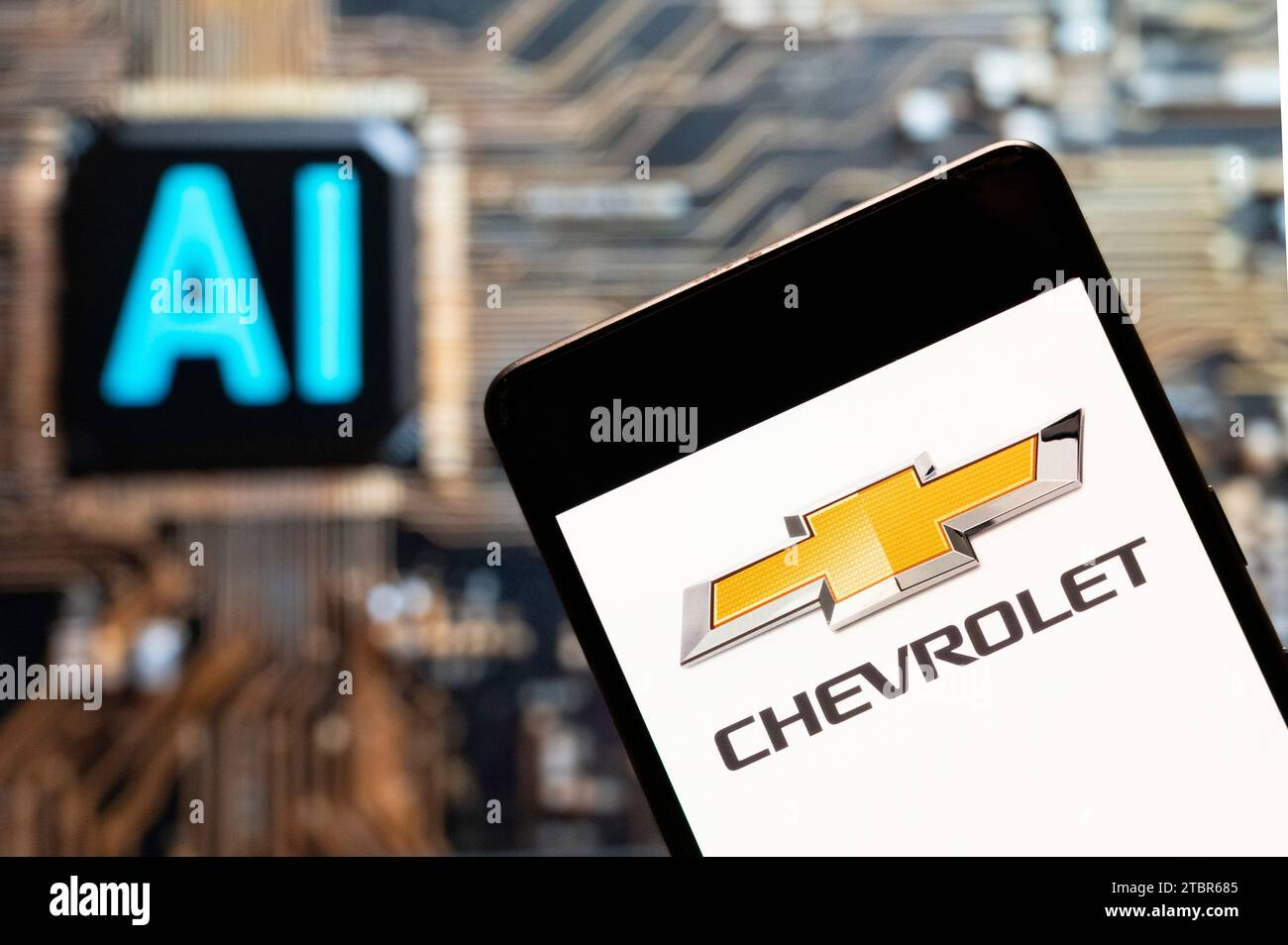 In this photo illustration, the American automobile brand owned by ...