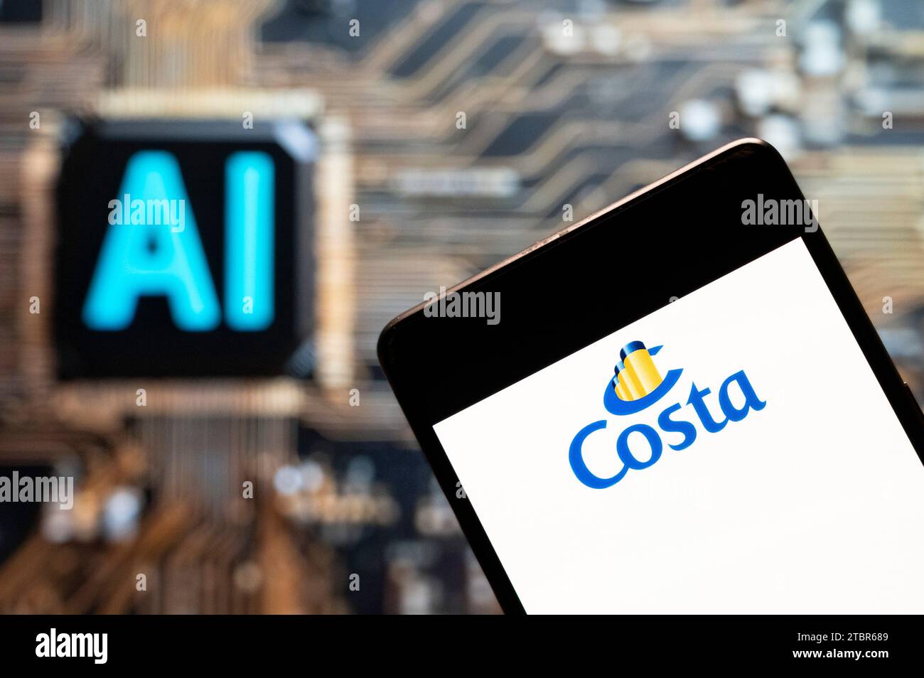 In this photo illustration, the cruise line company Costa logo seen ...