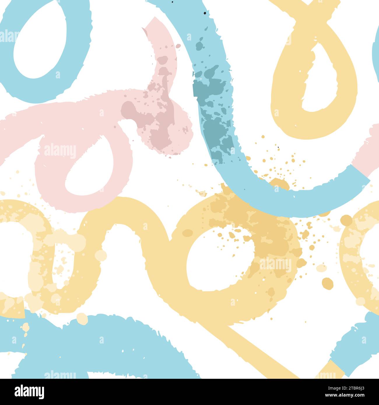 Naive seamless squiggle pattern with textured pastel pink and purple ...