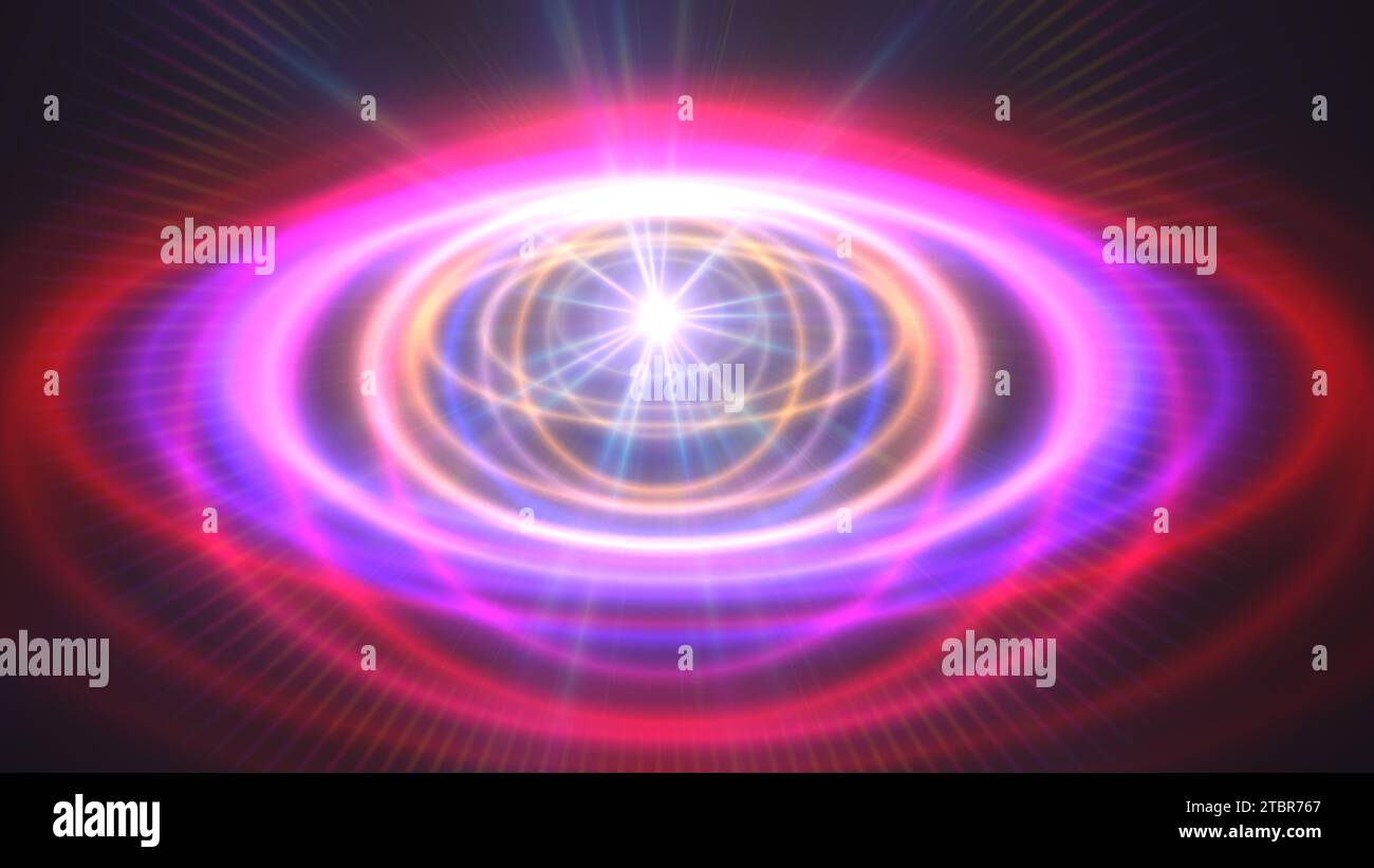 Abstract atom color rings background ray light Stock Photo - Alamy