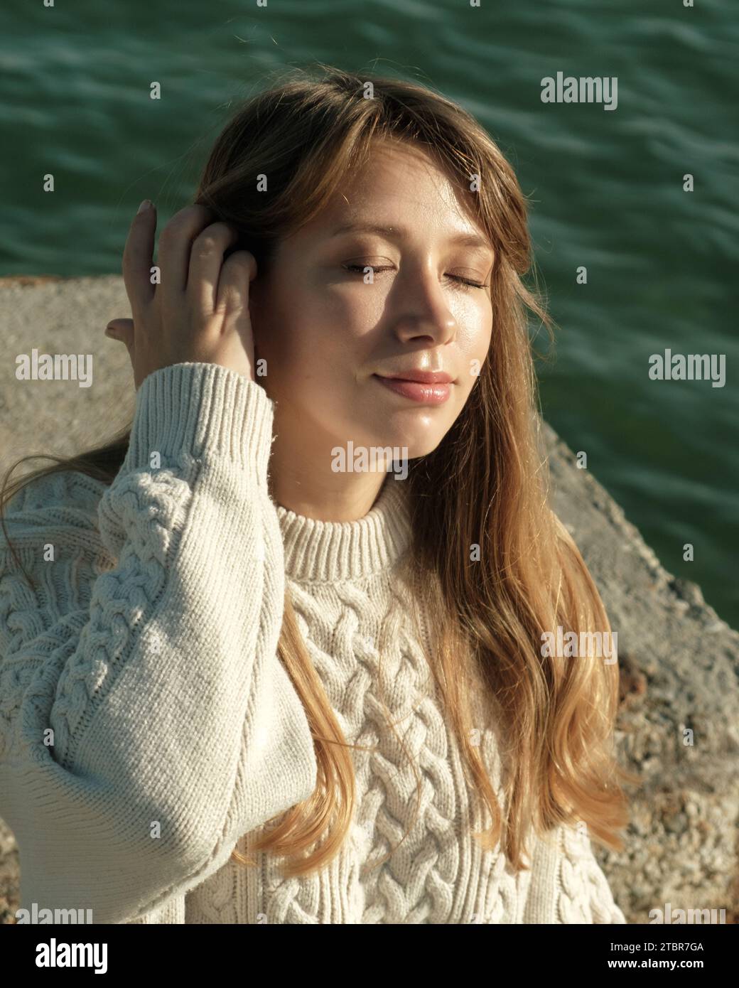 Woman look sea on beach hi-res stock photography and images - Alamy