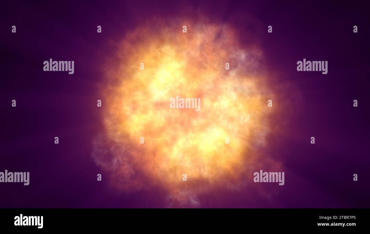 fire flame ball explosion in space, abstract illustration Stock Photo ...