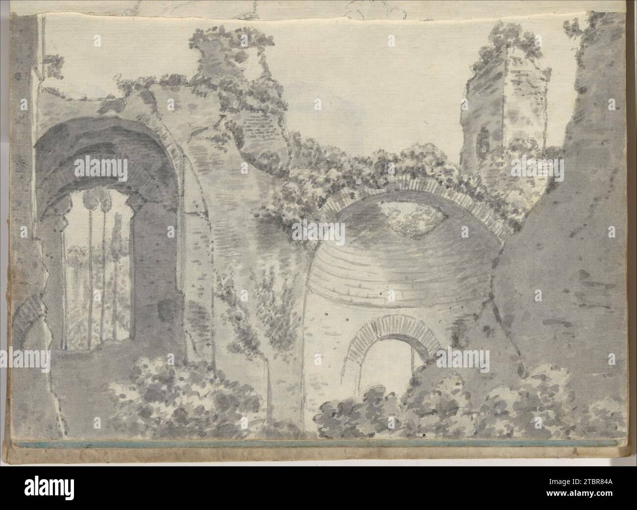Roman ruins with arched alcoves (Smaller Italian sketchbook, leaf 3 ...