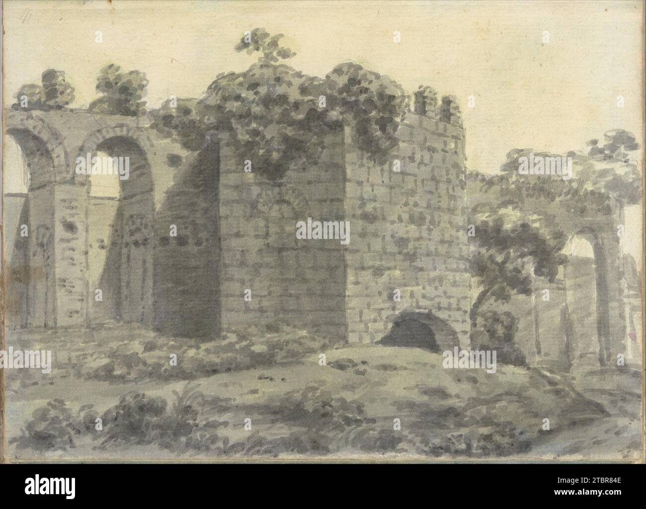 Roman ruins Including an arched aqueduct and tower (Smaller Italian ...