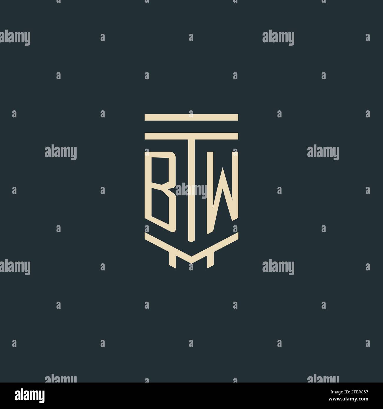 BW initial monogram with simple line art pillar logo design ideas Stock ...