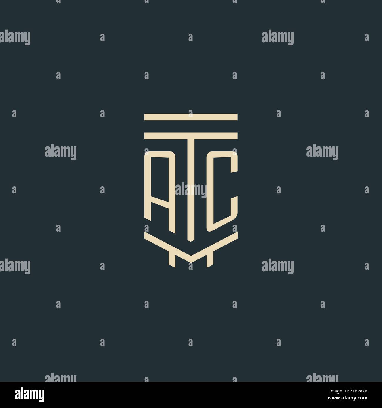 AC initial monogram with simple line art pillar logo design ideas Stock ...