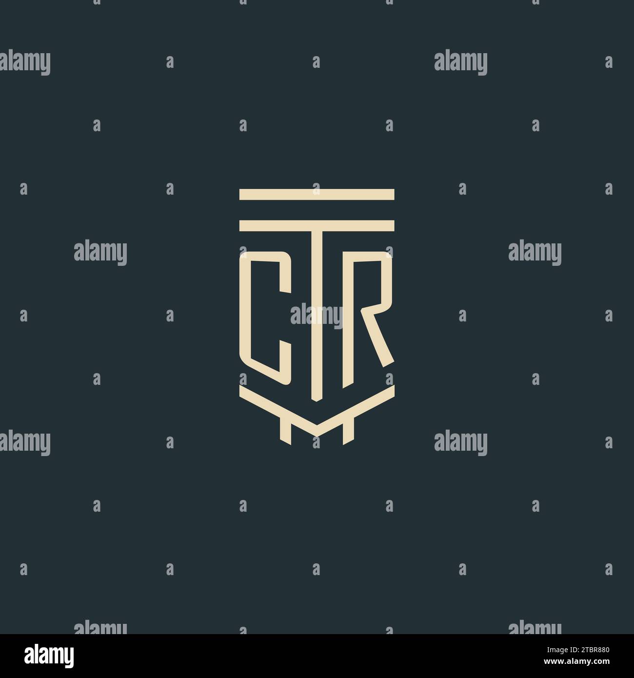 CR initial monogram with simple line art pillar logo design ideas Stock ...