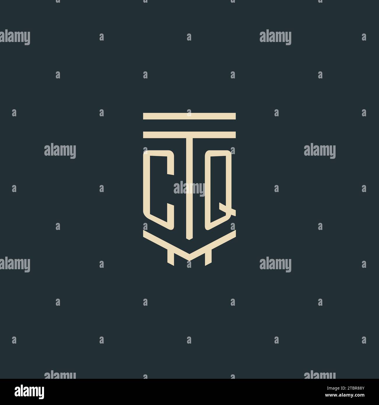 CQ initial monogram with simple line art pillar logo design ideas Stock ...
