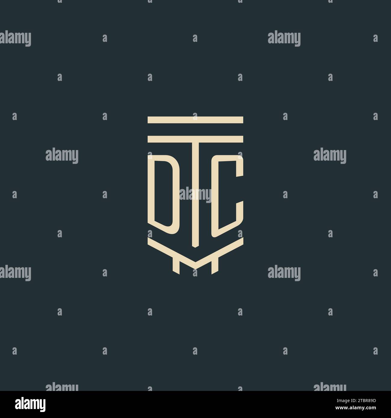 DC initial monogram with simple line art pillar logo design ideas Stock ...
