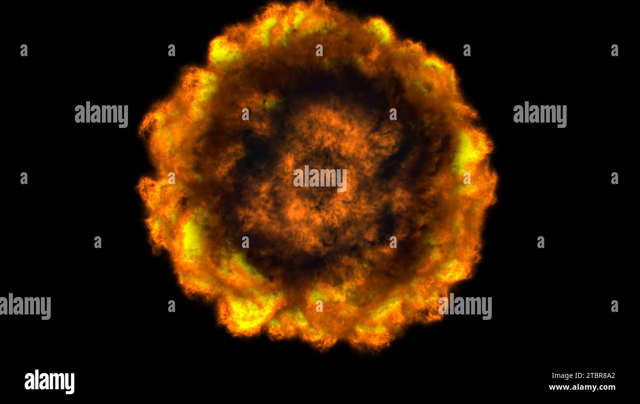 fire flame ball explosion in space, abstract illustration Stock Photo ...