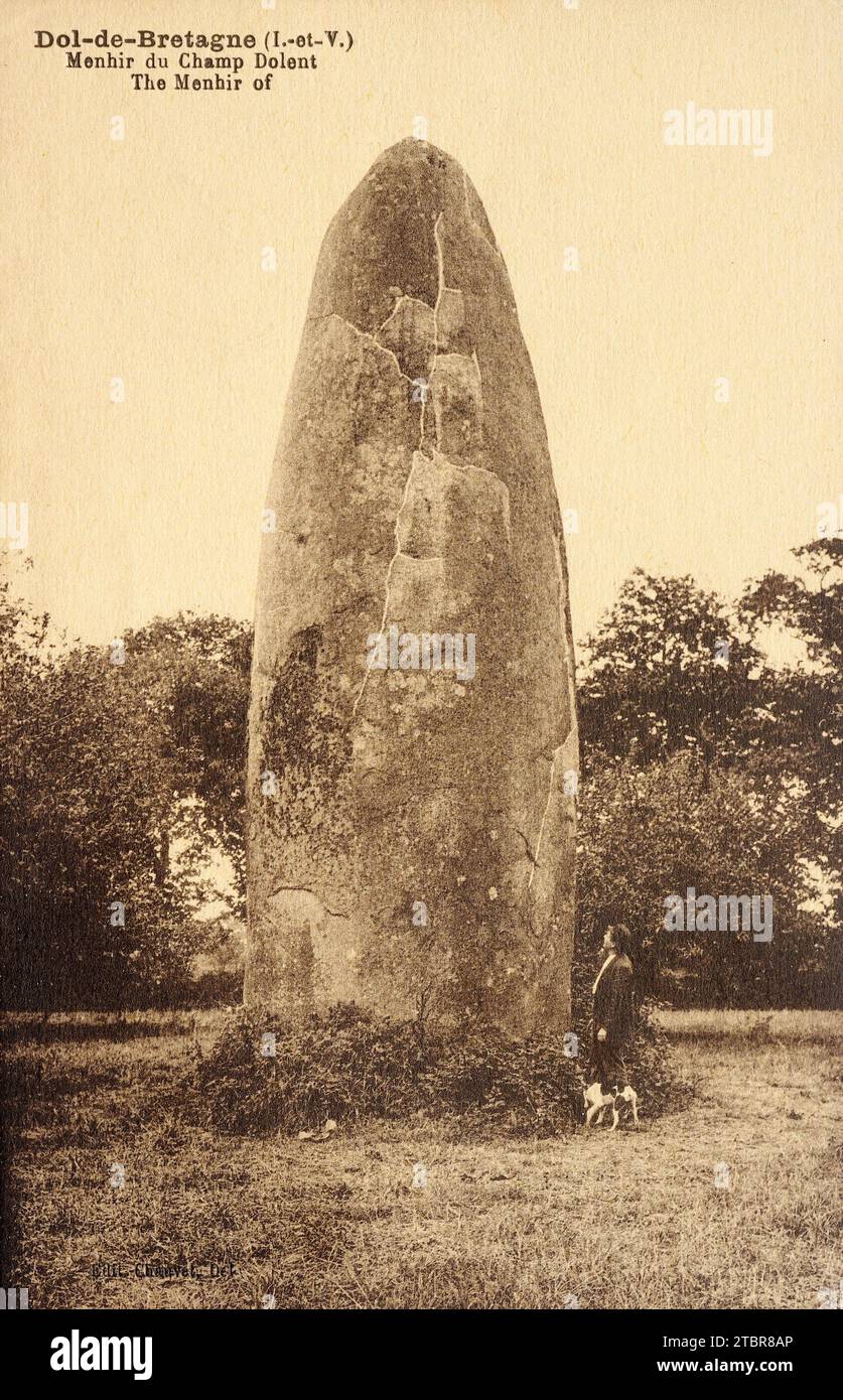 Menhir de Champ-Dolent - Dol-de-Bretagne, France - OLD POSTCARD Stock ...