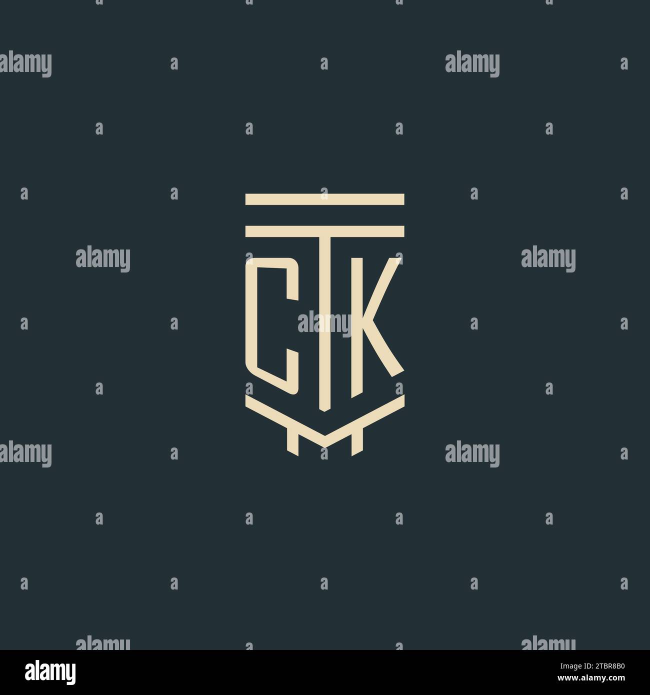 CK initial monogram with simple line art pillar logo design ideas Stock ...