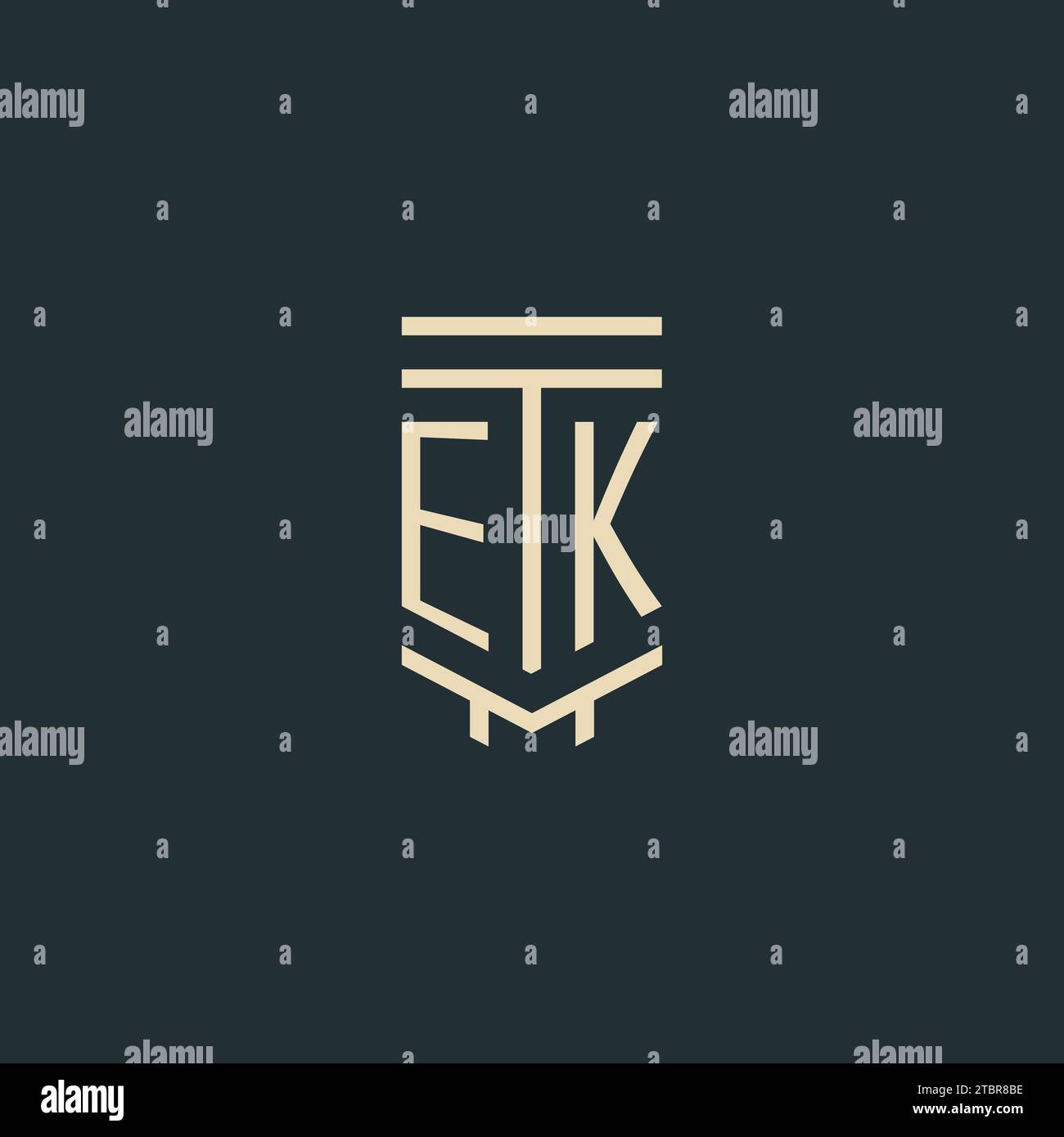 EK initial monogram with simple line art pillar logo design ideas Stock ...