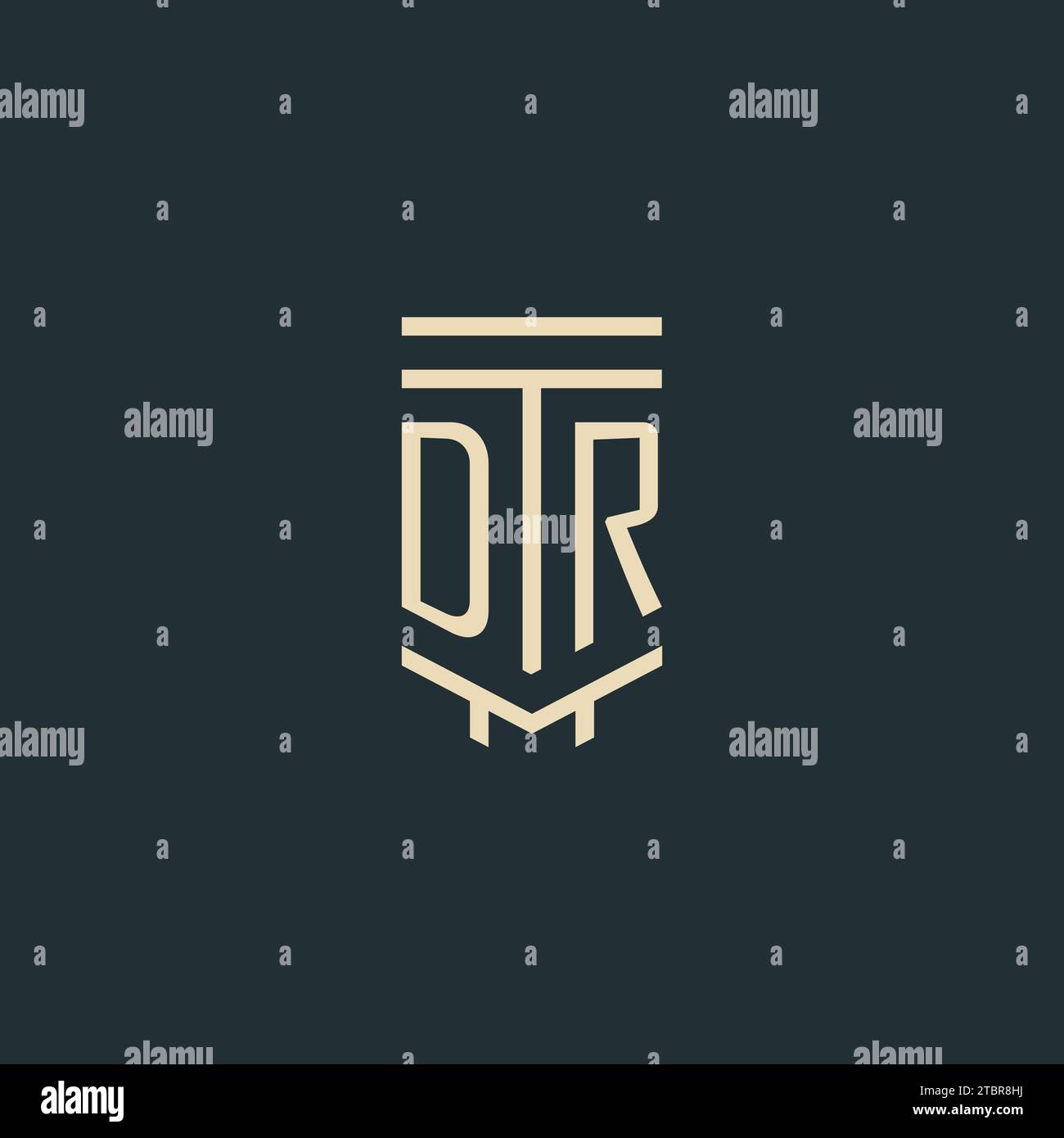 DR initial monogram with simple line art pillar logo design ideas Stock ...