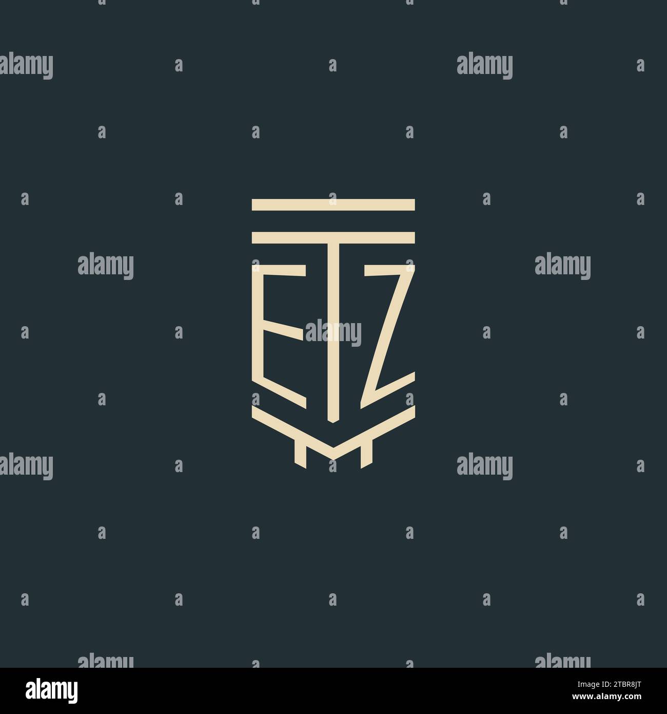 EZ initial monogram with simple line art pillar logo design ideas Stock ...