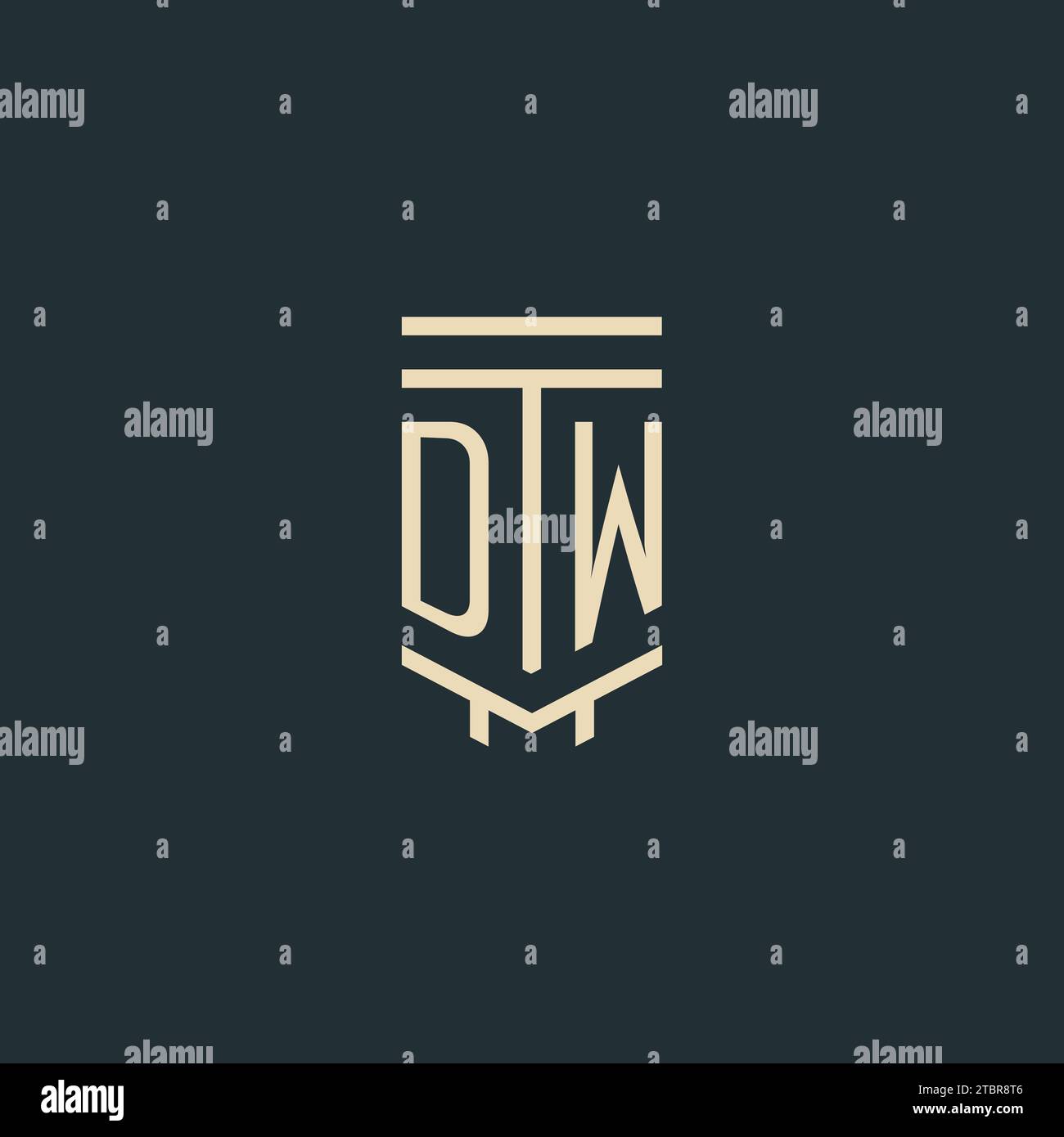 DW initial monogram with simple line art pillar logo design ideas Stock ...