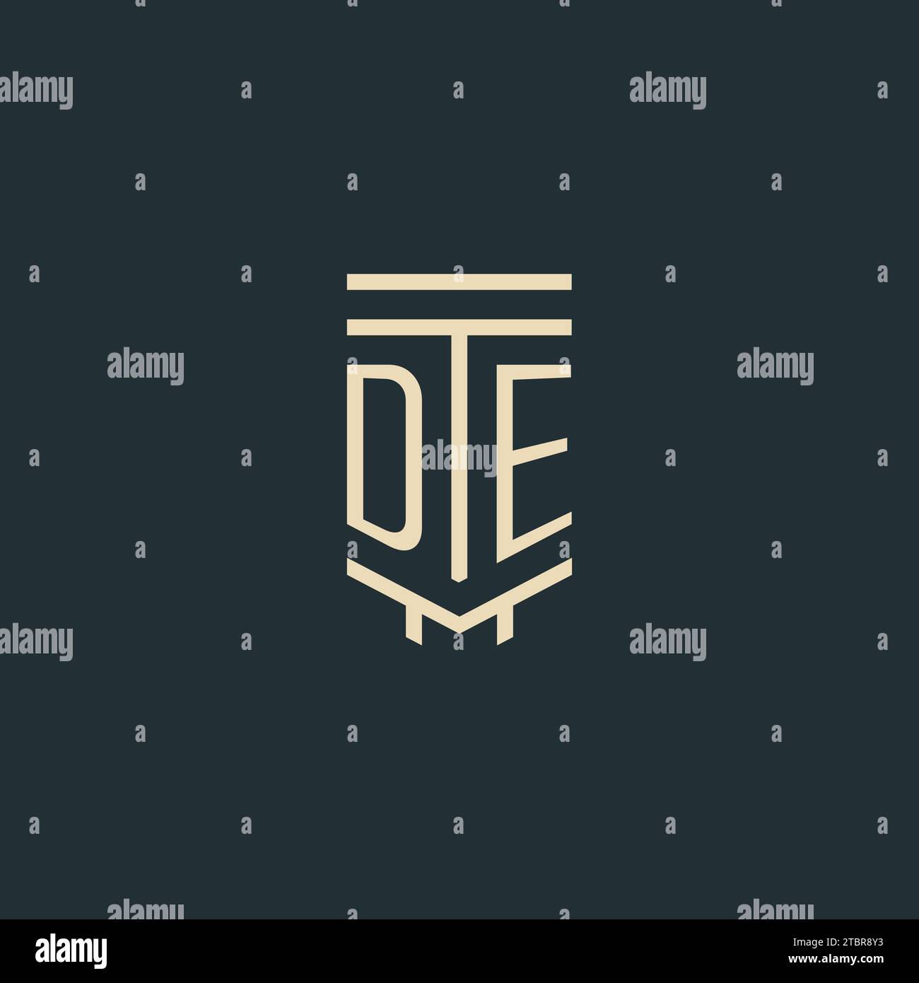 DE initial monogram with simple line art pillar logo design ideas Stock ...