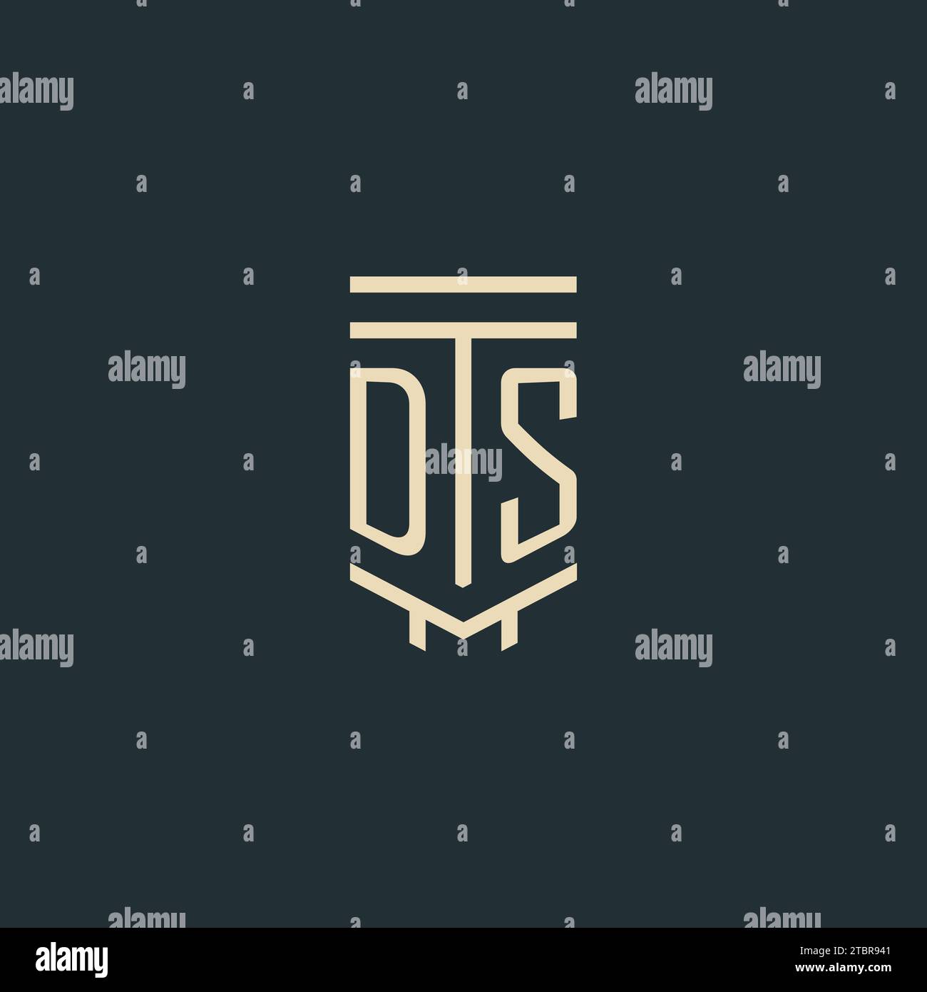 DS initial monogram with simple line art pillar logo design ideas Stock ...