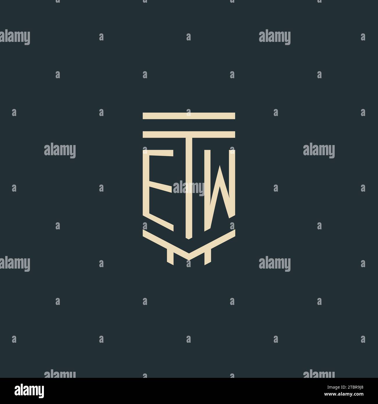 EW initial monogram with simple line art pillar logo design ideas Stock ...