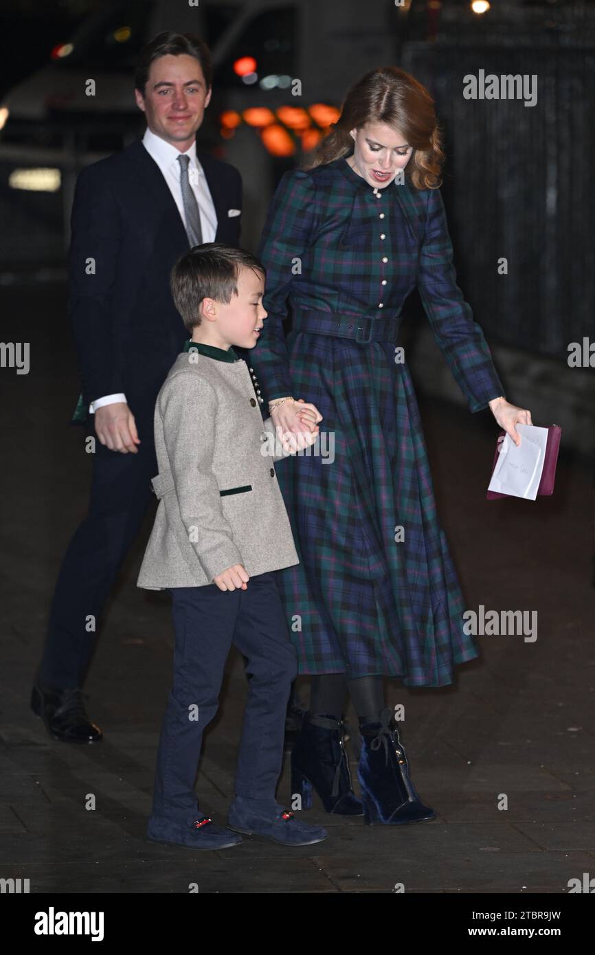 (left to right) Edoardo Mapelli Mozzi, Christopher Woolf and Princess Beatrice arriving for the ...