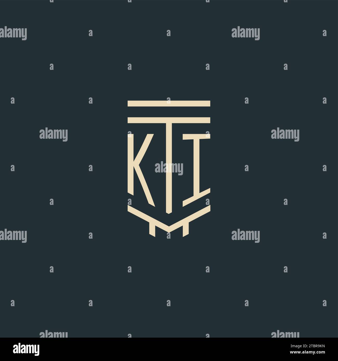KI initial monogram with simple line art pillar logo design ideas Stock ...