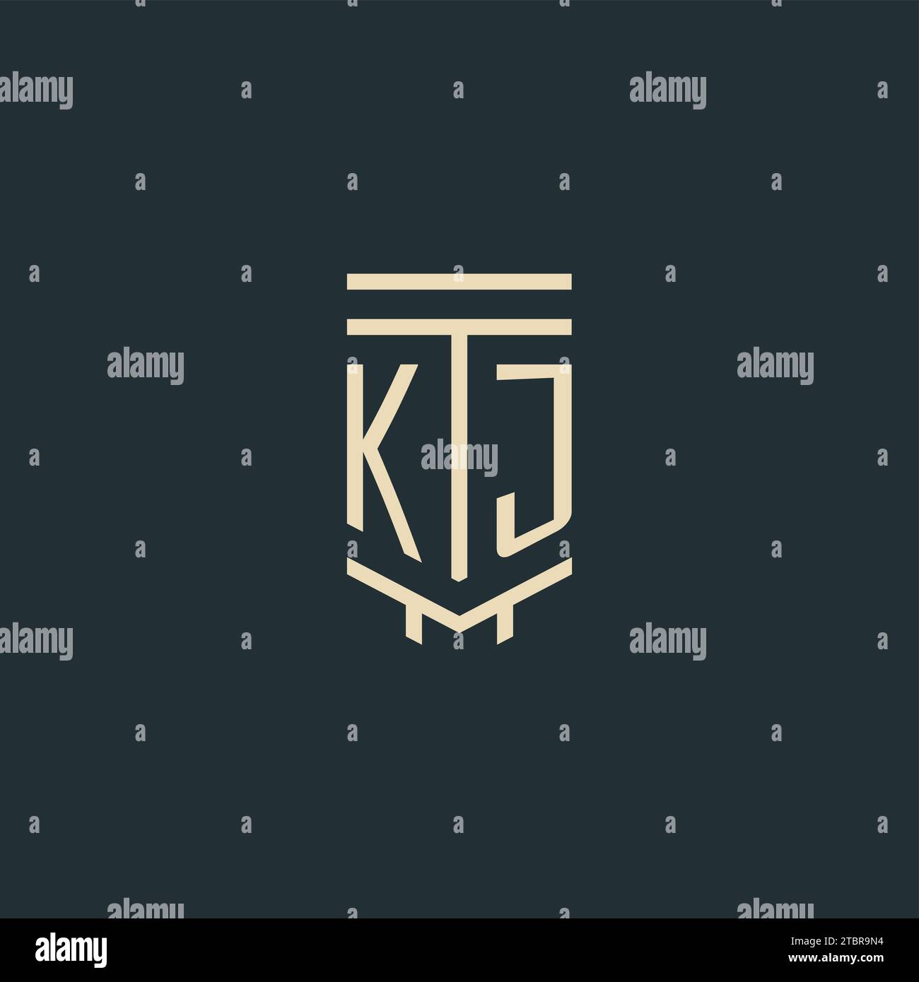 KJ initial monogram with simple line art pillar logo design ideas Stock ...
